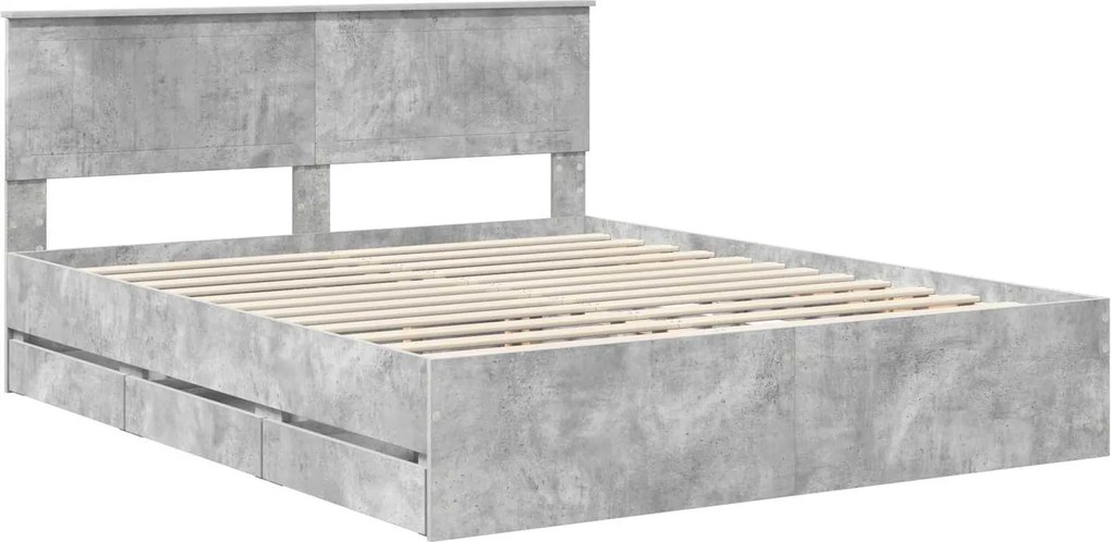 Rám postele s čelo Betonově šedá 160 x 200 cm Inženýrské dřevo 3410689