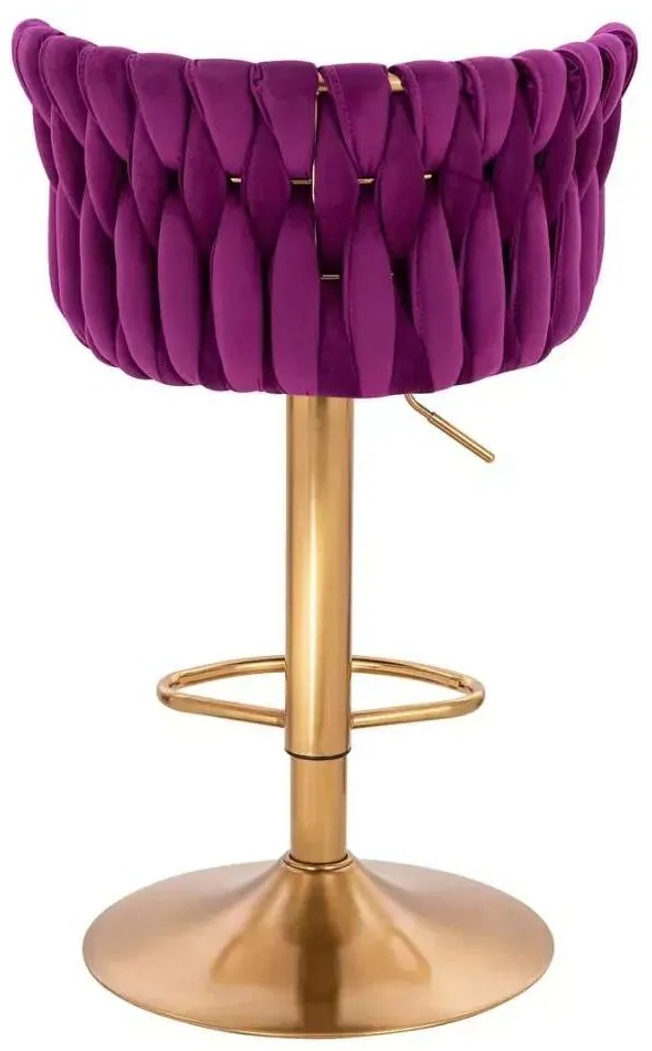 LuxuryForm DESIGN Barová židle LYON VELUR na zlaté kulaté podstavě - fuchsie