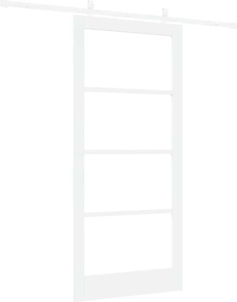 Posuvné dveře 93 x 202 cm Masivní borové dřevo a sklo Bílá 3332260