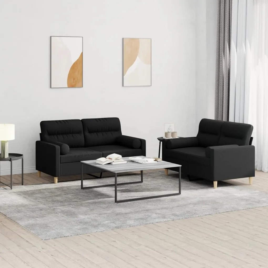 3Dílná Sedací Souprava S Polštáři Textil - Taupe / s poduškami