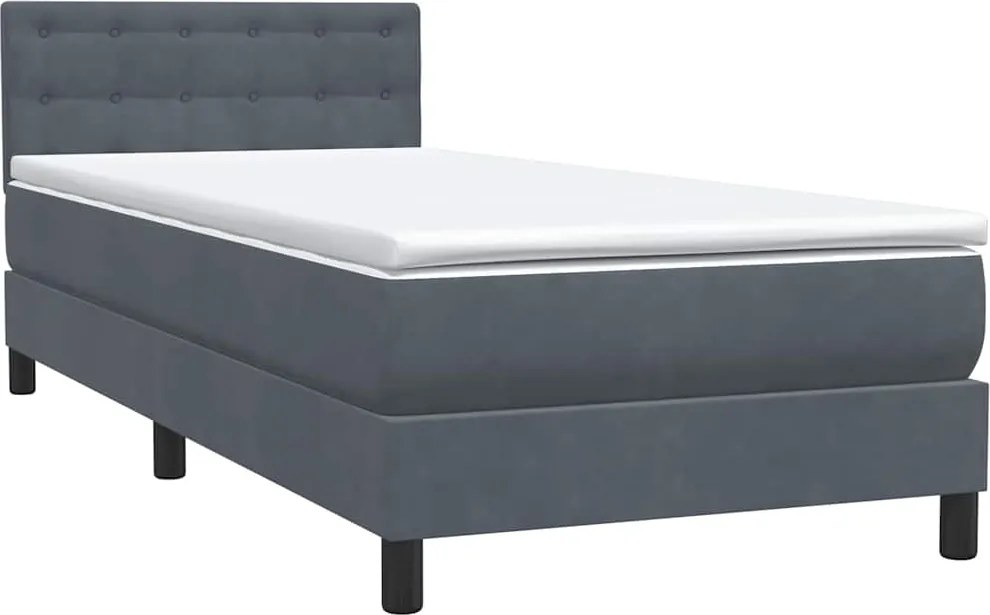 Box spring postel s matrací tmavě šedá 80x220 cm samet 3316618