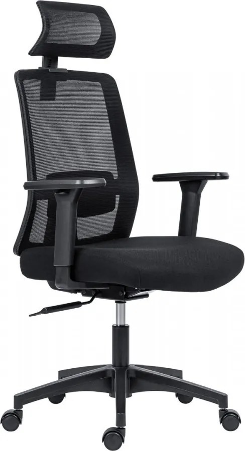 Kancelářská ergonomická židle DELFO — síť / látka, černá
