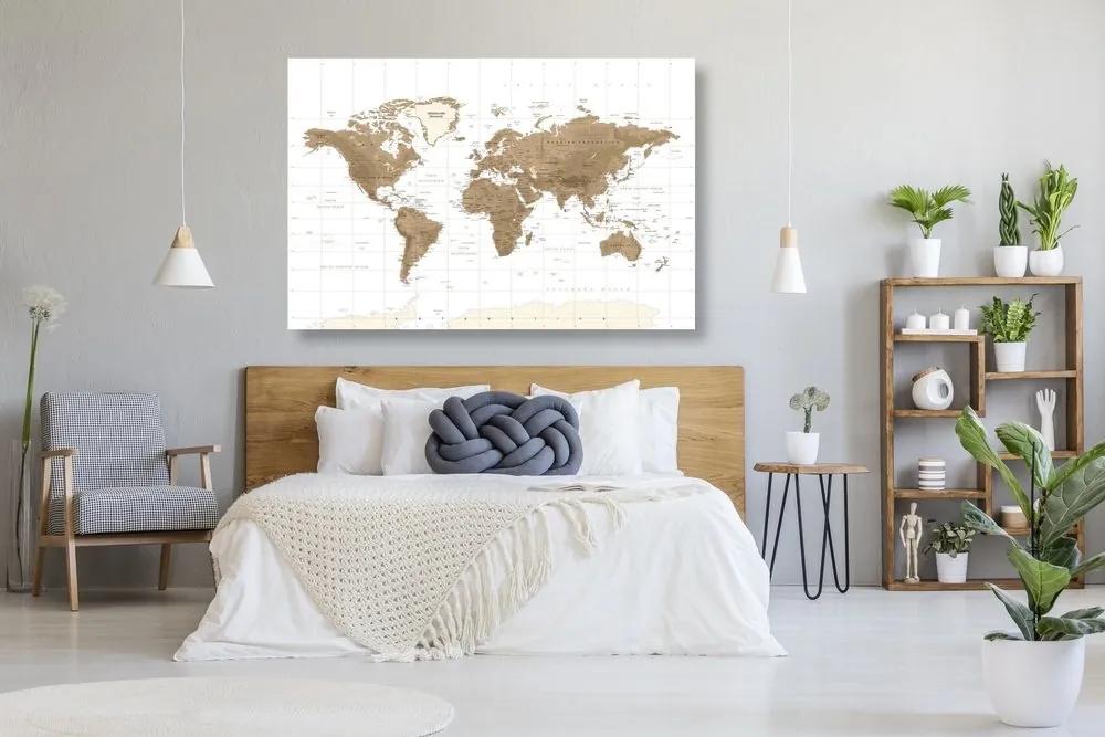 Obraz nádherná vintage mapa světa s bílým pozadím - 60x40 cm