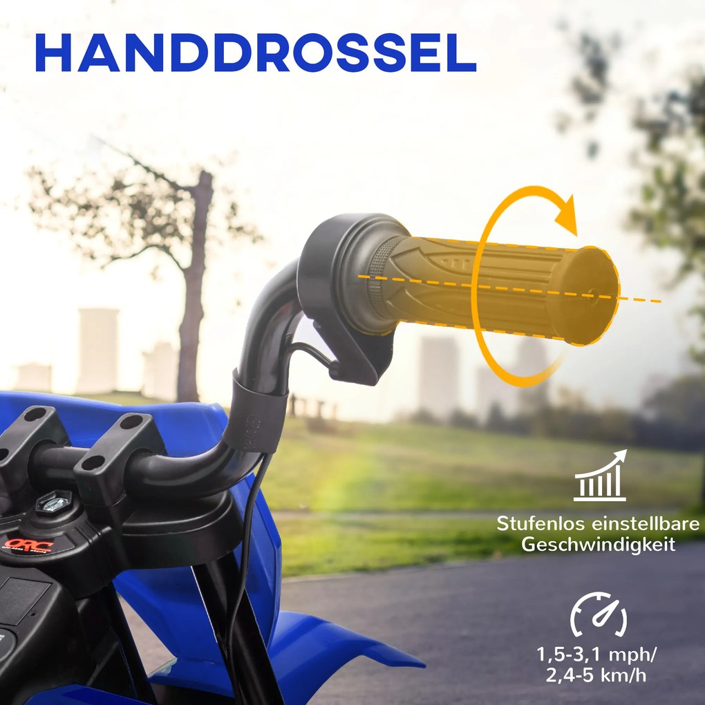 Dětská elektrická motorka AIYAPLAY, 12V dětský bicykl s hudbou, dětské vozidlo s odnímatelnými stabilizátory, 2,4-5 km/h, pro děti od 3 do 6 let, max…