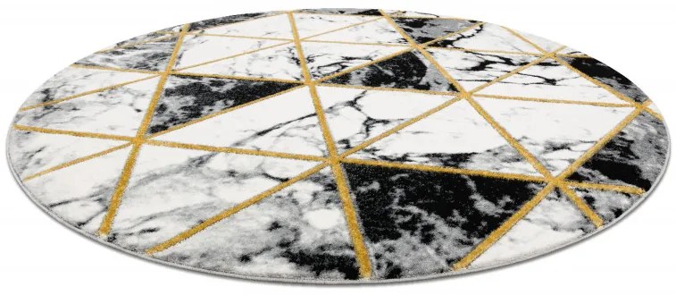 Dywany Łuszczów, Kusový koberec Emerald 1020 black and gold kruh, 200x200 (průměr) kruh, černobílá, ložnice