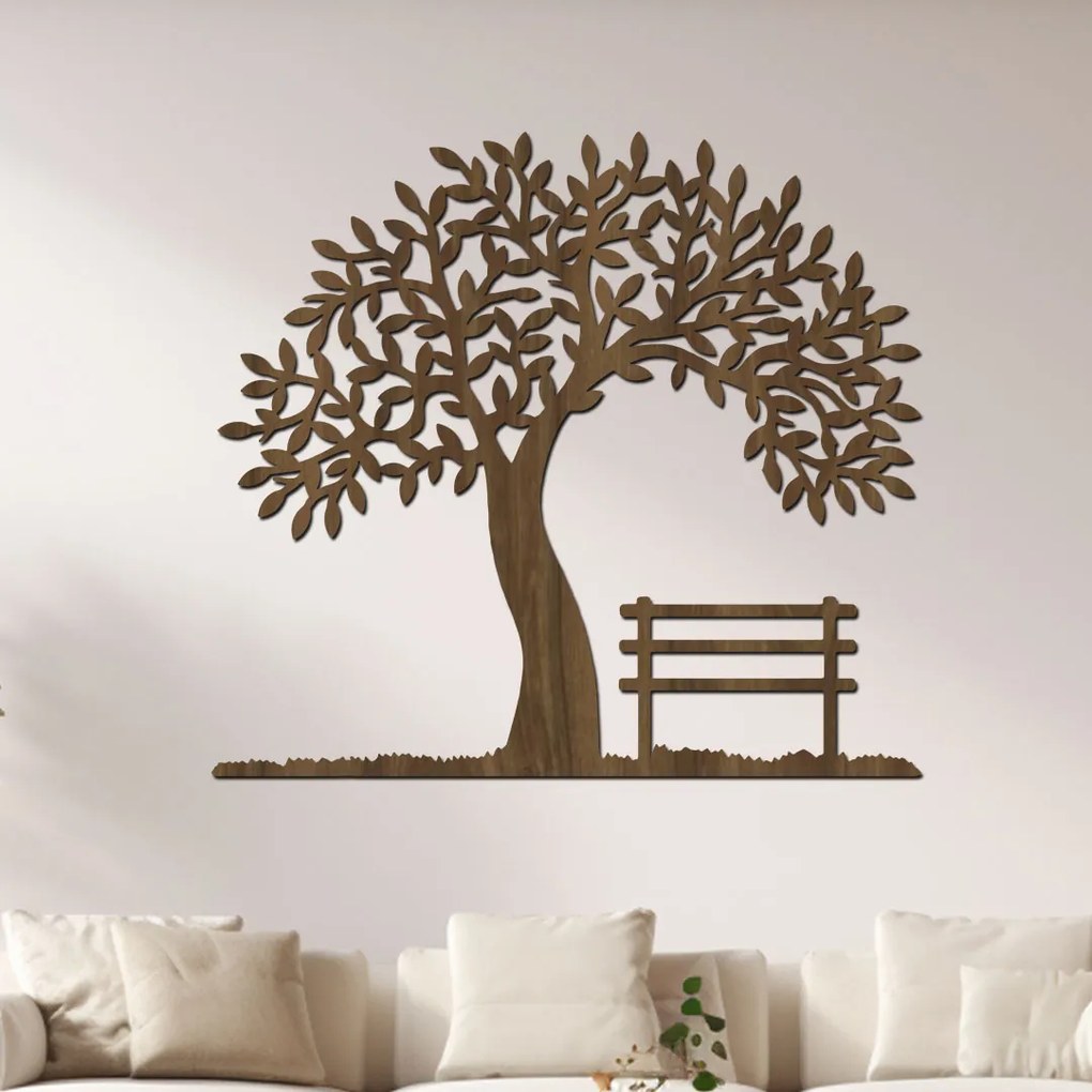 dřevo života Dřevěný obraz STROM POHODY Zvolte rozměr (cm): 60x55, Zvolte barvu dekoru: Ořech