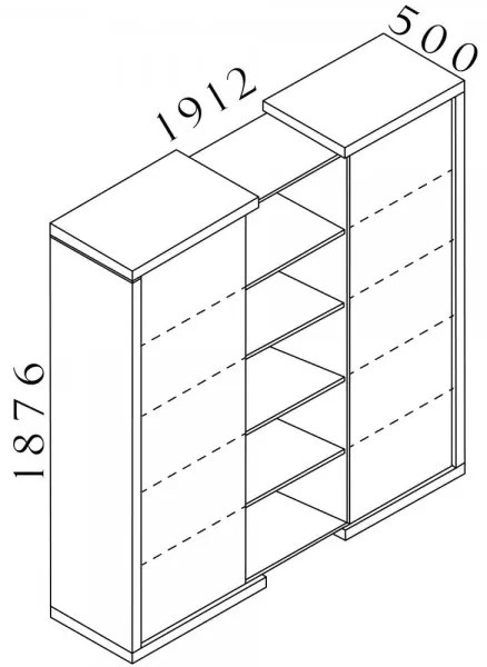 Vysoká skříň Lineart 191,2 x 50 x 187,6 cm / Jilm tmavý a antracit