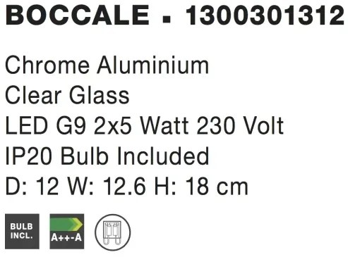 Designové nástěnné svítidlo Boccale 2 x 5W 12 Čirá