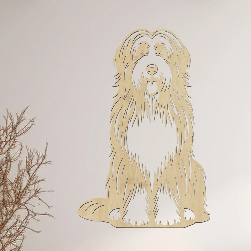 dřevo života Dřevěný obraz Bearded Collie Zvolte rozměr (cm): 46x60, Zvolte barvu dekoru: Wenge