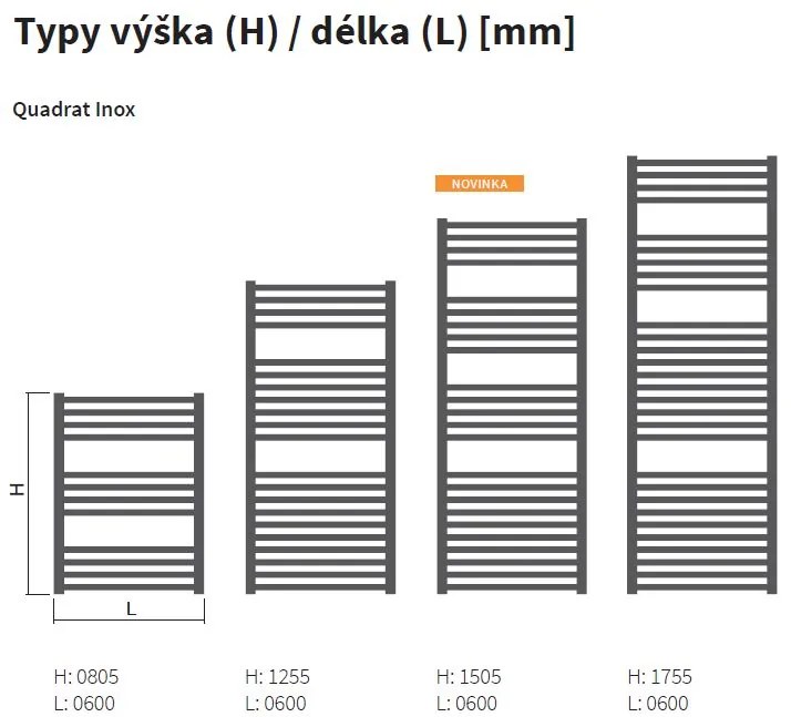 Isan Quadrat Inox 1505 x 600 mm koupelnový radiátor nerez