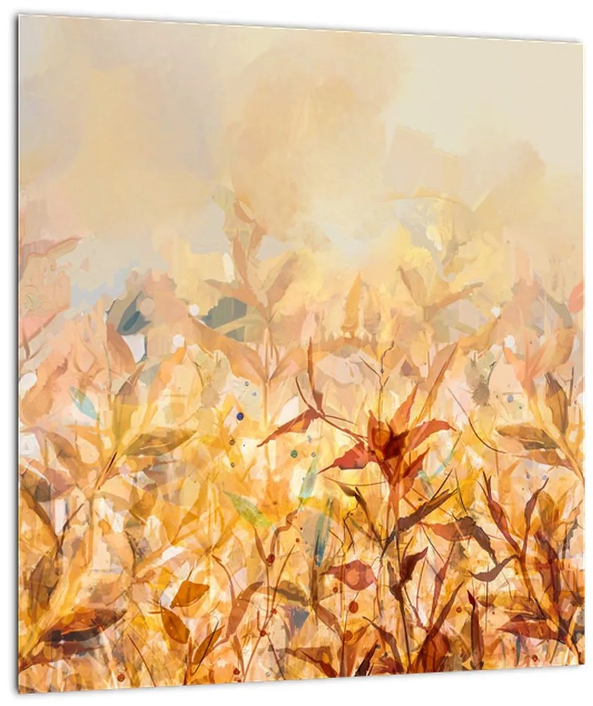 Obraz - Listy v barvách podzimu, olejomalba (30x30 cm)