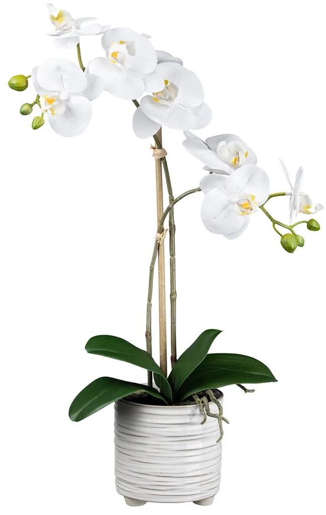 Gasper Umělá květina Orchidej v keramickém květináči, bílá,  50 cm