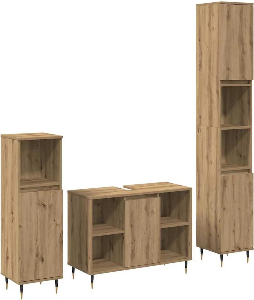 Sada koupelnového nábytku 3 ks Artisanový dub 30 x 30 x 180 cm 3378514