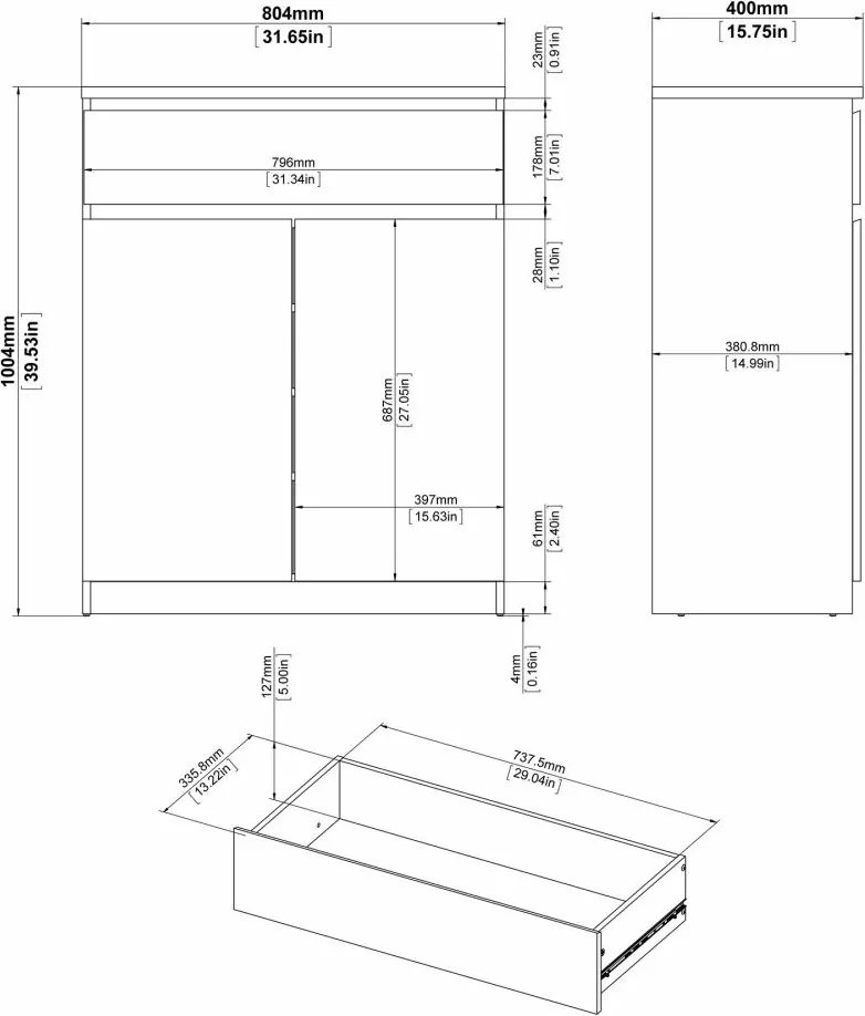 FALCO Komoda Simplicity 234 beton/bílý lesk