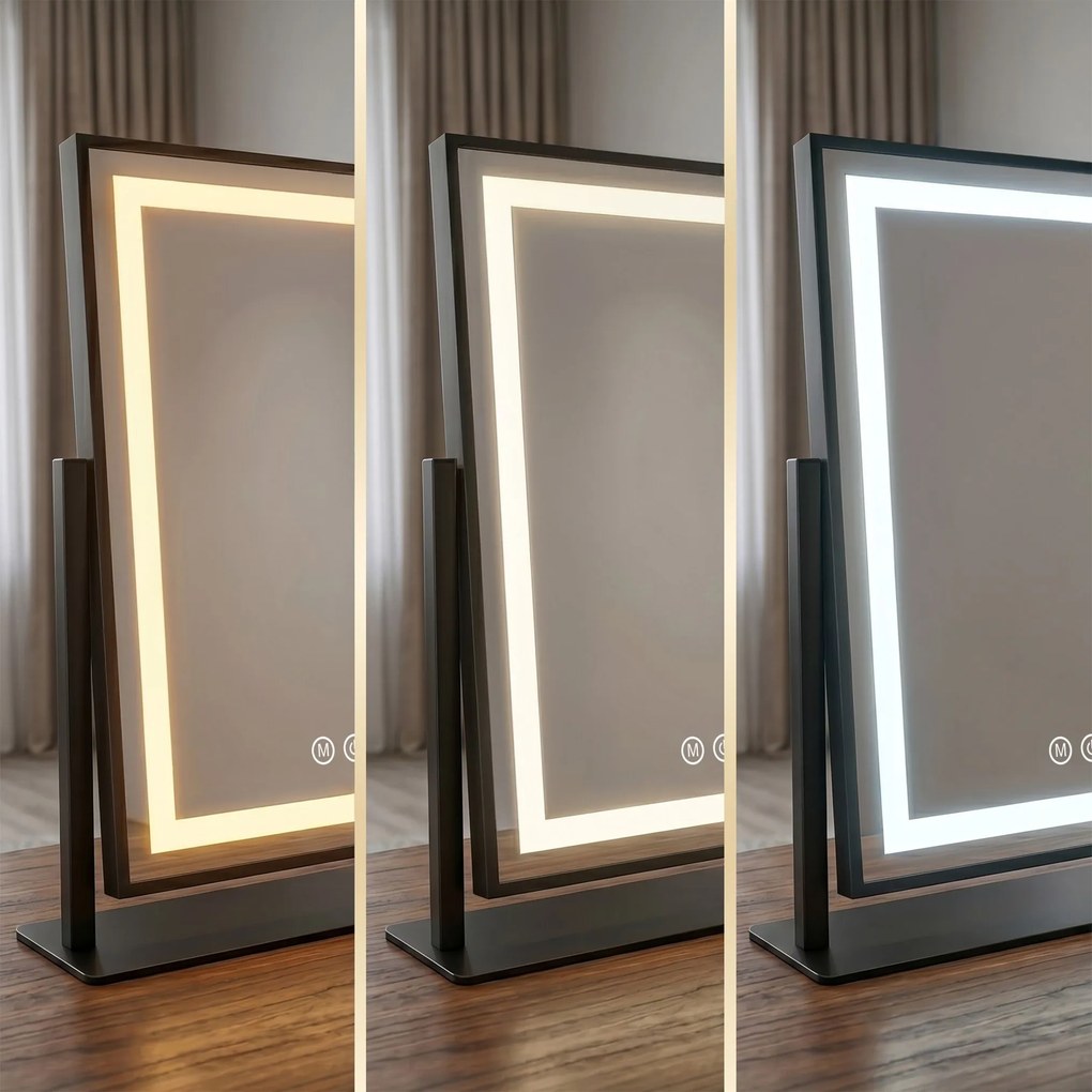 Rea Kosmetické zrcadlo 30x40 cm s regulovatelným LED osvětlením HOM-01805 černé