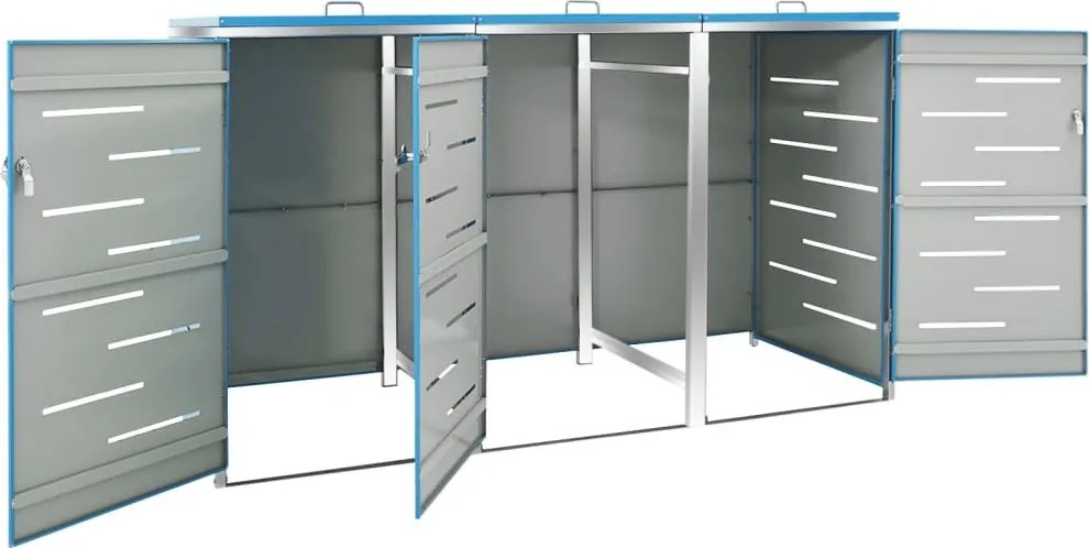 vidaXL Přístřešek na tři popelnice 207 x 77,5 x 112,5 cm nerezová ocel [149560] Barva: antracitová