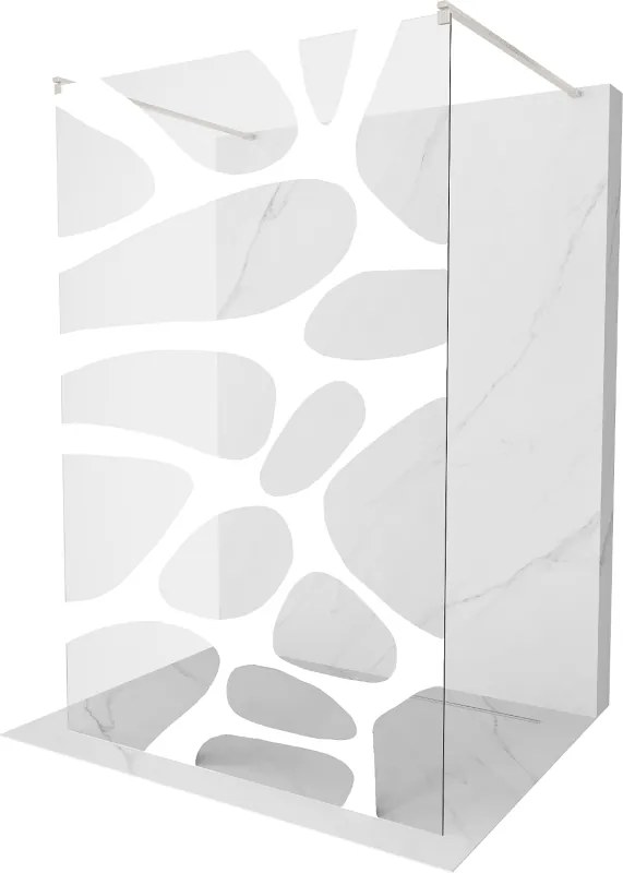 Mexen Kioto, sprchová zástěna Walk-In 100 x 200 cm, 8mm čiré sklo bílý vzor, ​​broušená ocel profil, 800-100-002-97-97