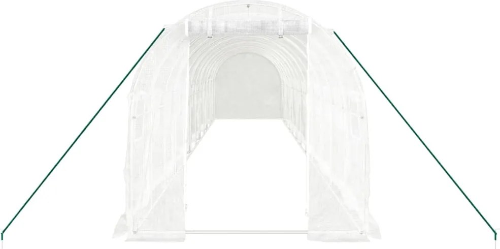 Skleník s ocelovým rámem bílý 24 m² 12 x 2 x 2 m 3188032