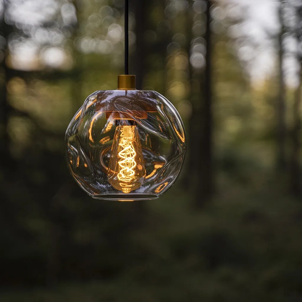 Designové skleněné svítidlo Sphere Mini Natural Barva objímky: Zlatá, Dřevodekor: Bílý, Sklo: Čiré