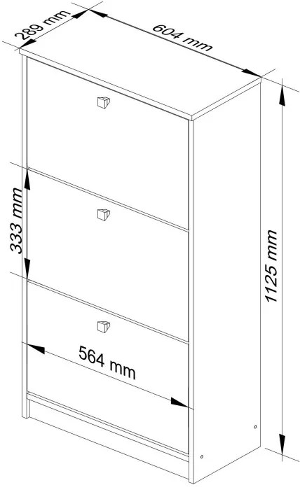 Botník Marienne 60 cm - 3 dvířka bílý/černý