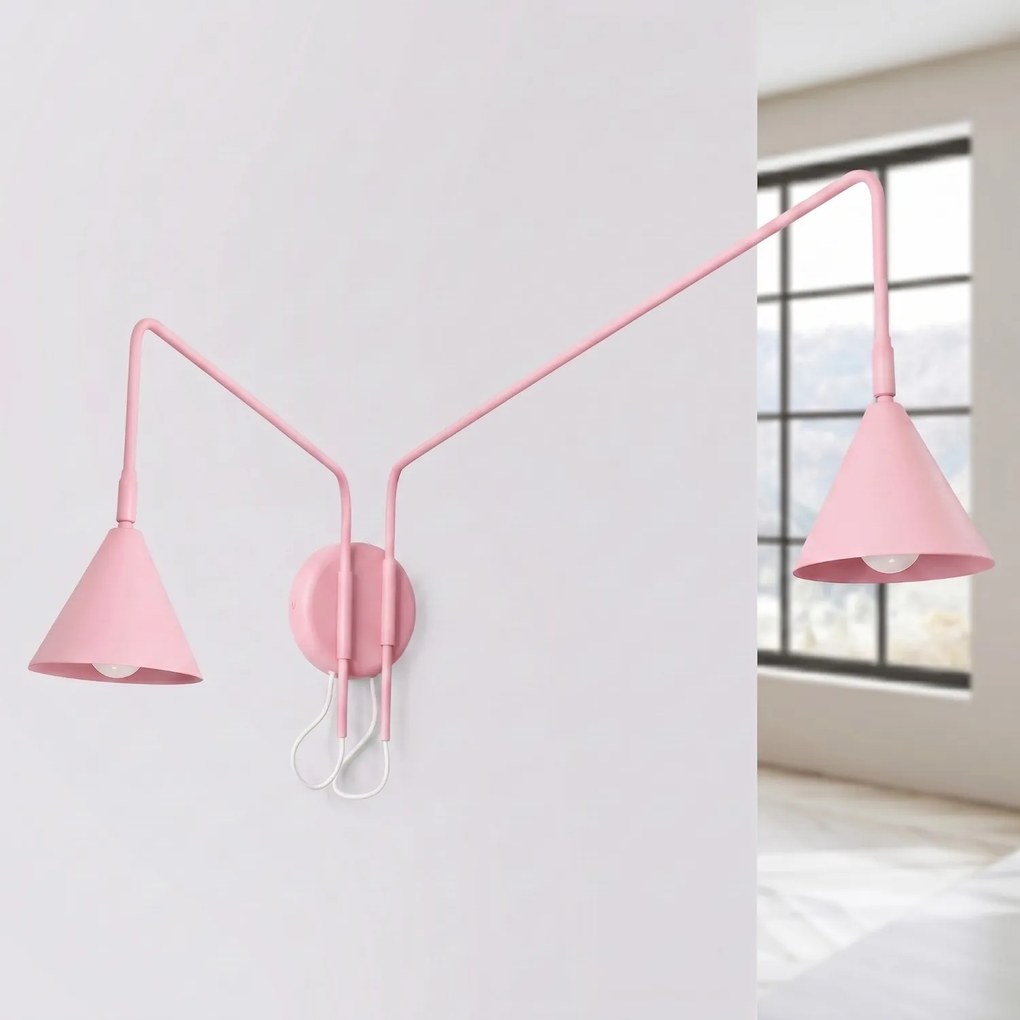 Sollux Lighting Nástěnné svítidlo NOX 2 růžové s vypínačem