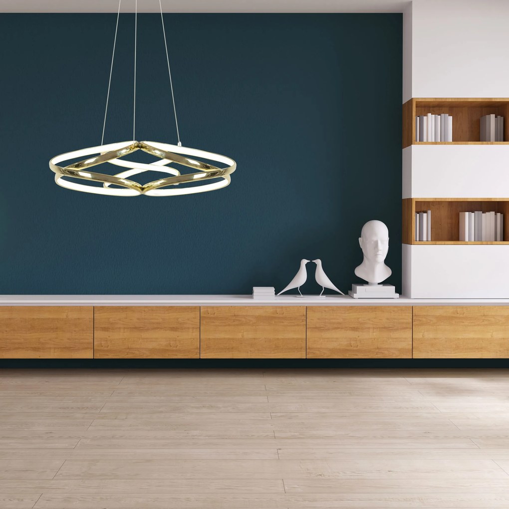 Toolight - LED závěsné svítidlo APP794-CP + dálkové ovládání, zlatá, OSW-04021