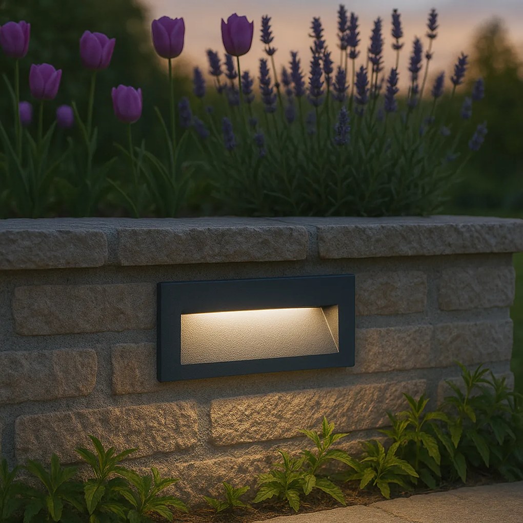 Sada 6 moderních zapuštěných nástěnných svítidel černá 16 cm vč. LED IP65 - Mert