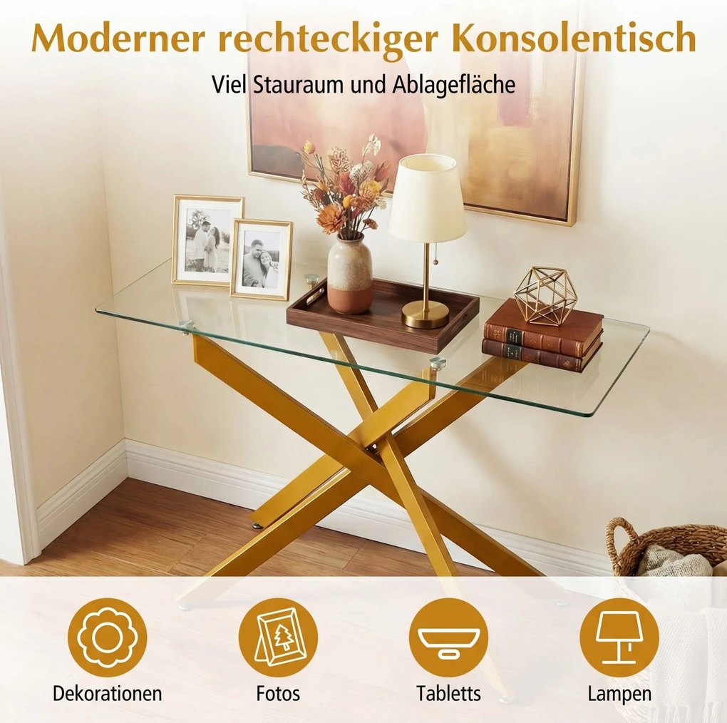 Costway Moderní skleněný stůl s deskou z čirého tvrzeného skla