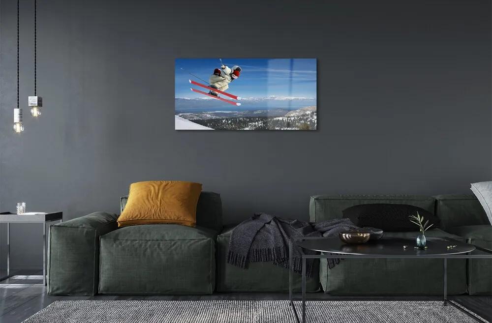 Obraz na skle mountain lyžař 120x60 cm