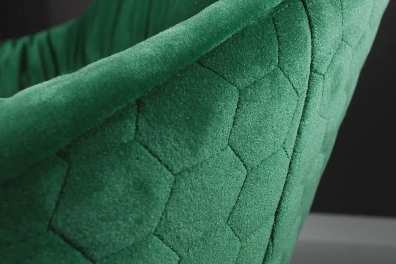 Křeslo Velká holandská smaragdově zelená sametová loketní opěrka / 40011