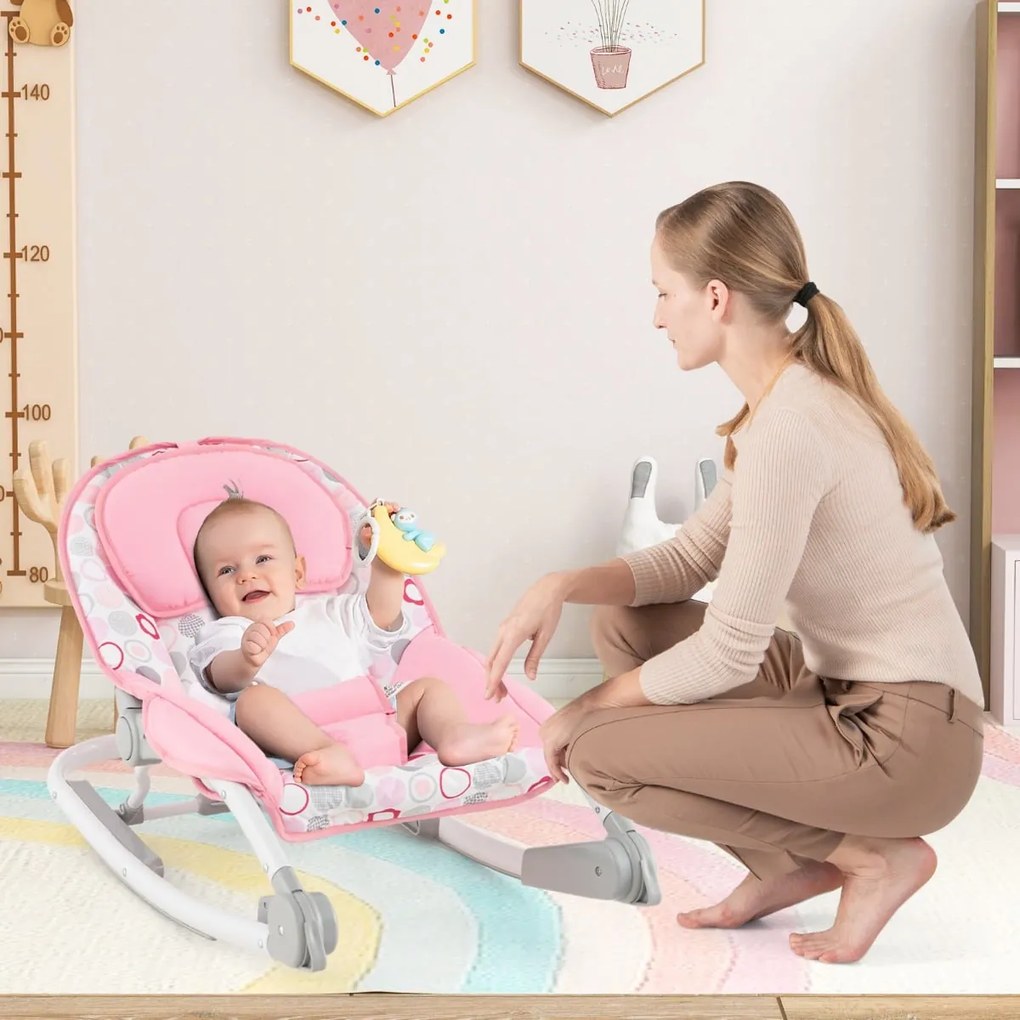 Costway 2 v 1 Baby houpačka skládací přenosná dětská houpačka s 3-nastavitelná