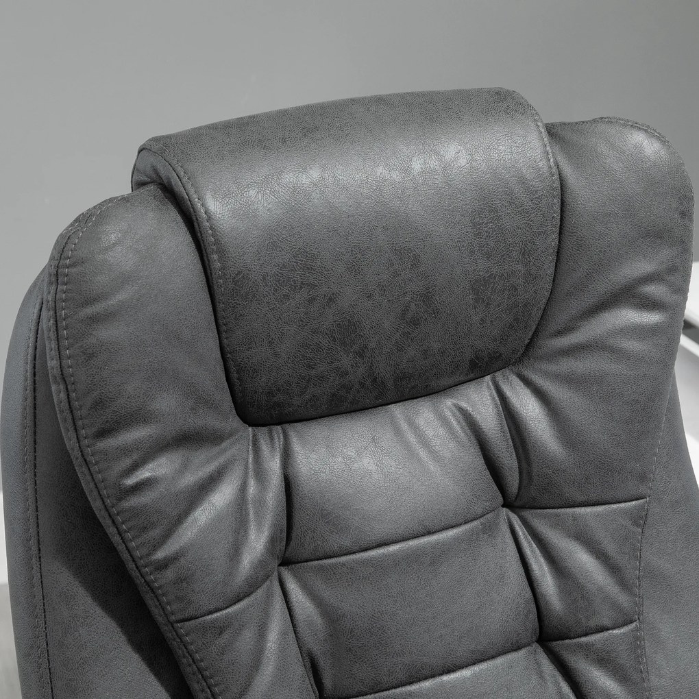 Kancelářská židle Vinsetto s masážní a vyhřívací funkcí, ergonomická, 6 masážních bodů, podnožka, dálkové ovládání, polyester, 65 x 160 x 104 cm, šedá