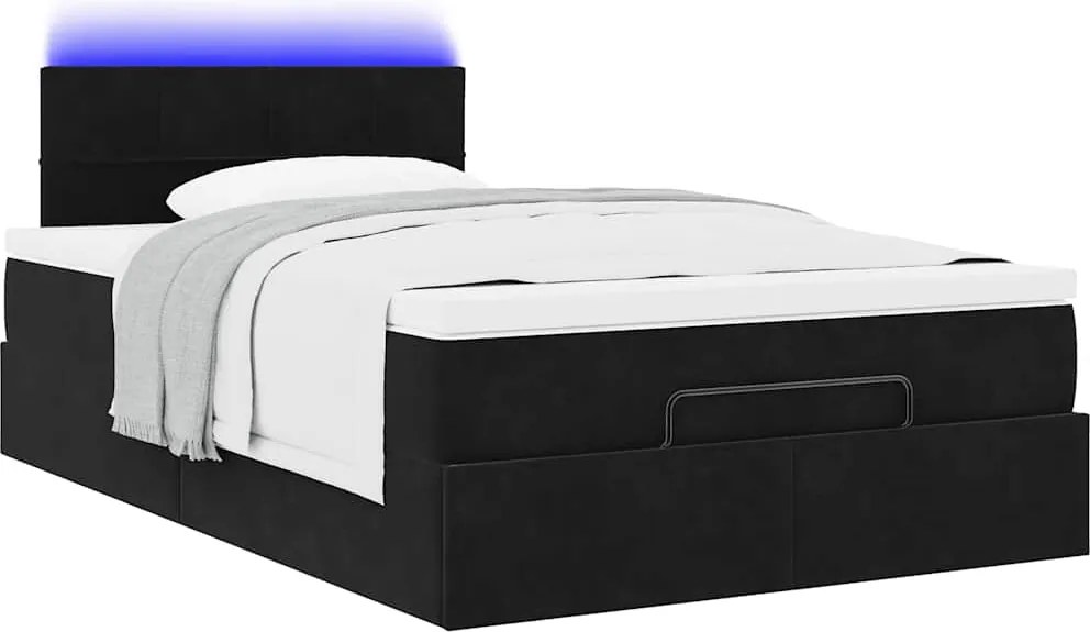 Osmanský rám postele s matrací černý 120x200cm samet 3312616