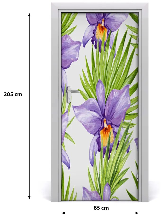 Samolepící fototapeta na dveře Orchidej a palmy 85x205 cm