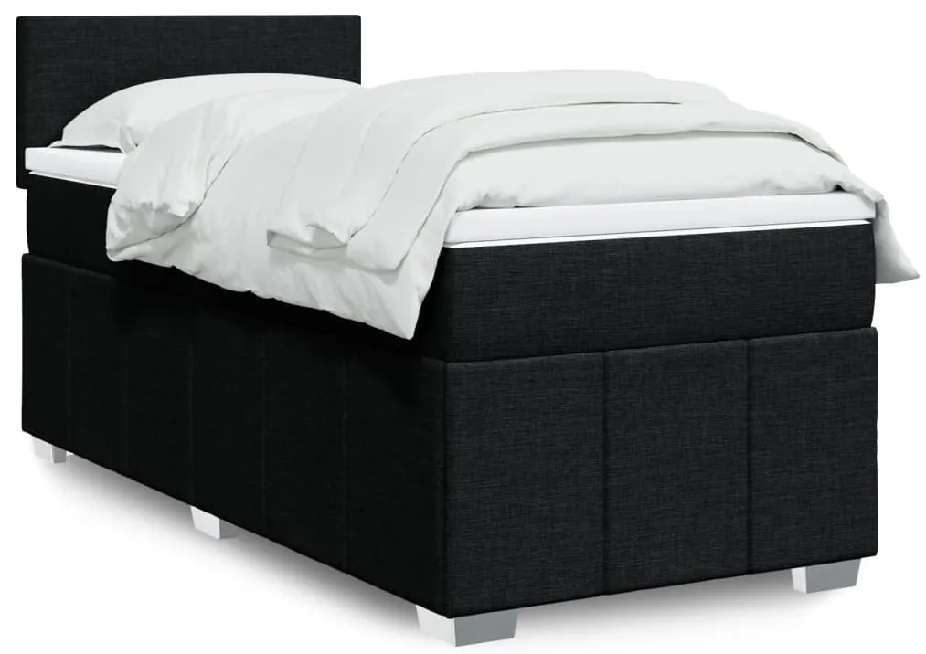 Box spring postel s matrací černá 90x200 cm textil 3286946