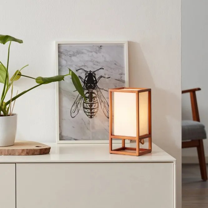 Brilliant 93091/09 Malá stolní lampa SEASIDE 25cm textilie + DŘEVO