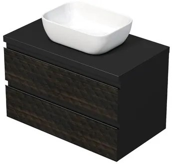 Koupelnová skříňka s krycí deskou SAT Cube Way 80x47,5x46 cm hnědá mat CUBE3D46802ZHKD