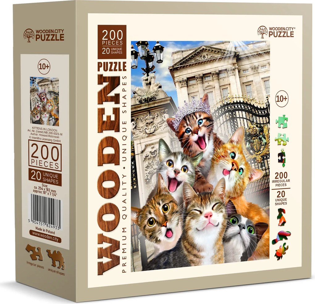 Wooden city dřevěné puzzle koťata v londýně 200 dílků