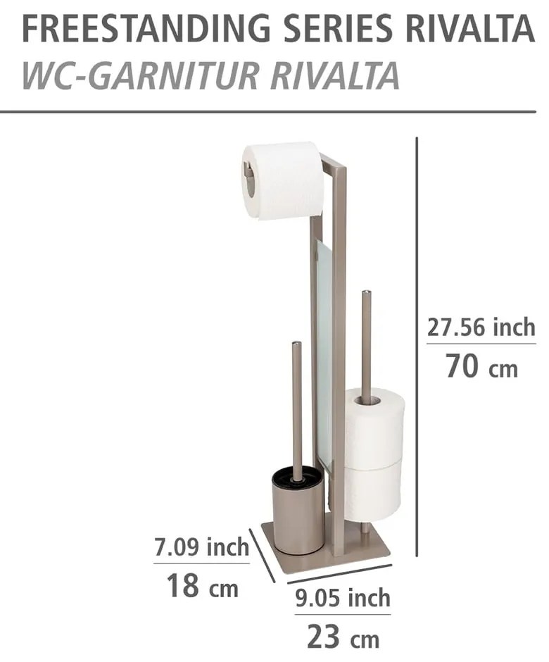 Světle hnědý stojan na toaletní papír s WC kartáčem Wenko Rivalta