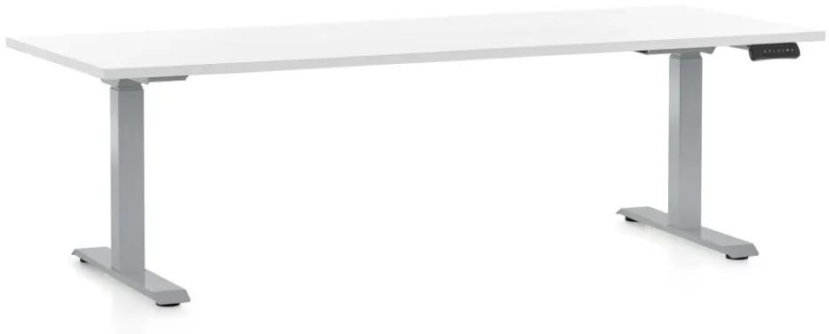 Výškově nastavitelný stůl OfficeTech D, 200 x 80 cm - šedá podnož Barva: Dub