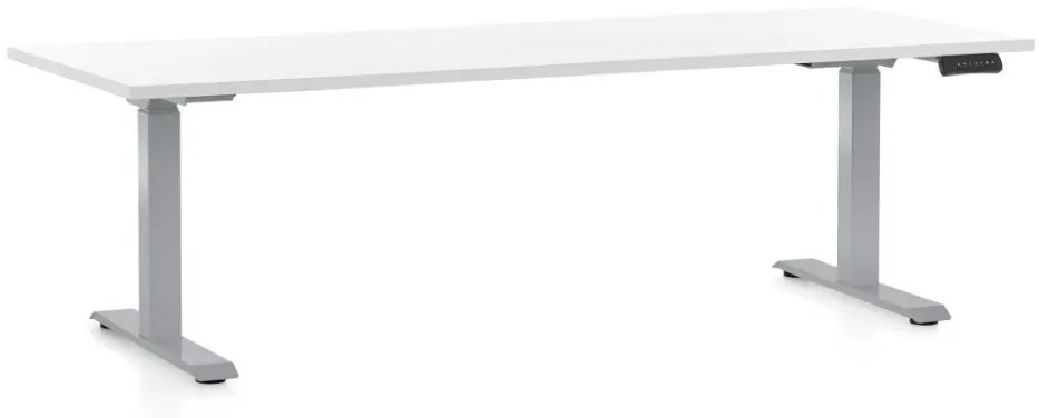 Výškově nastavitelný stůl OfficeTech D, 200 x 80 cm - šedá podnož Barva: Světle šedá
