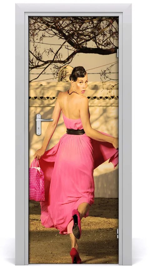 Fototapeta na dveře lidé žena růžová 75x205cm