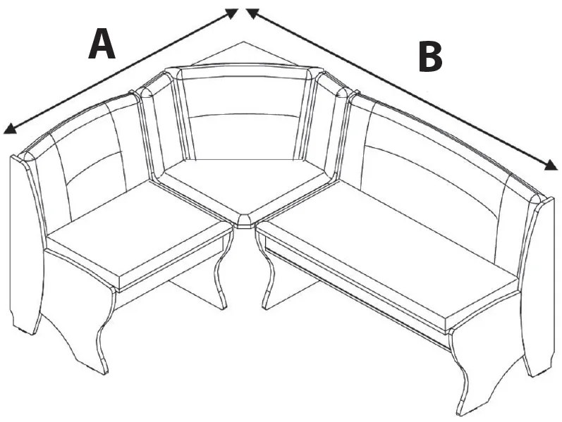 Iktus Rohová jídelní lavice FLEXI BOX Strana B: 165 cm, Strana A: 165 cm