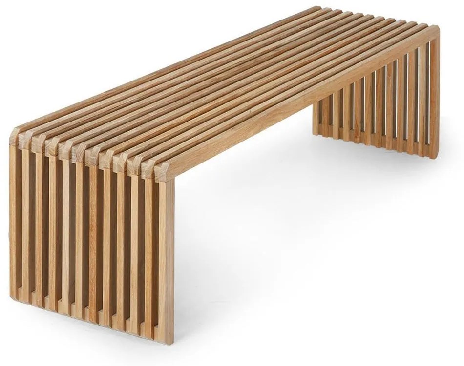 Přírodní dřevěná teaková lamelová lavice Slatted L - 160*43*45 cm