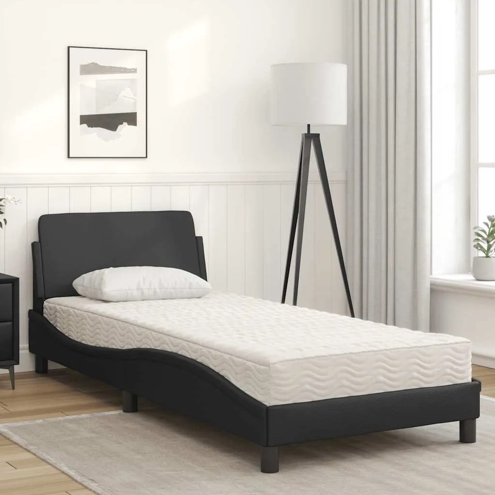Postel s matrací Dover černá 80 x 200 cm umělá kůže 3208297