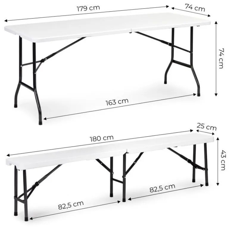 Bestent Cateringová souprava stůl + 2 lavičky 180cm White