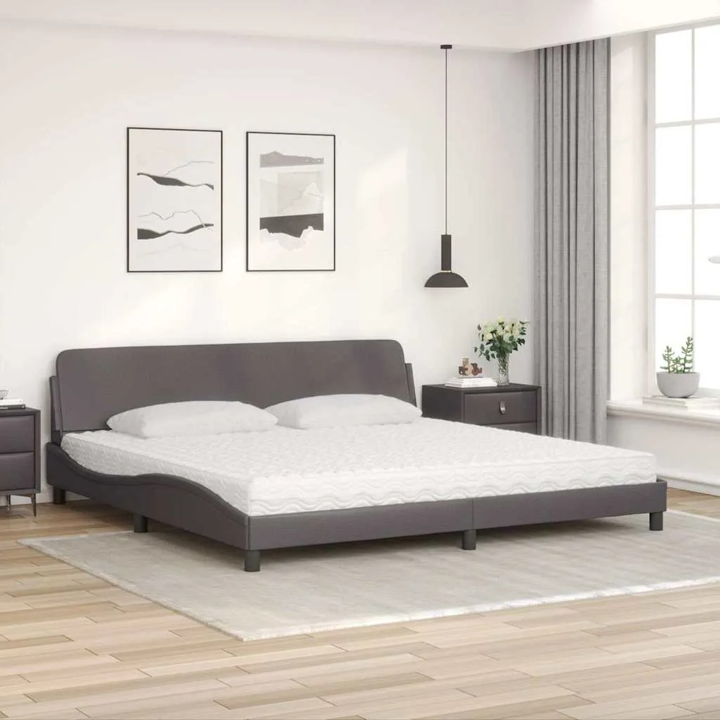 Postel s matrací Dover šedá 200 x 200 cm umělá kůže 3208480
