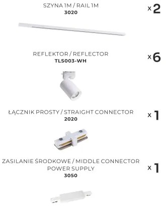 Zuma Line 3047 - Bodové svítidlo v lištovém systému TORE 6xGU10/35W/230V bílá