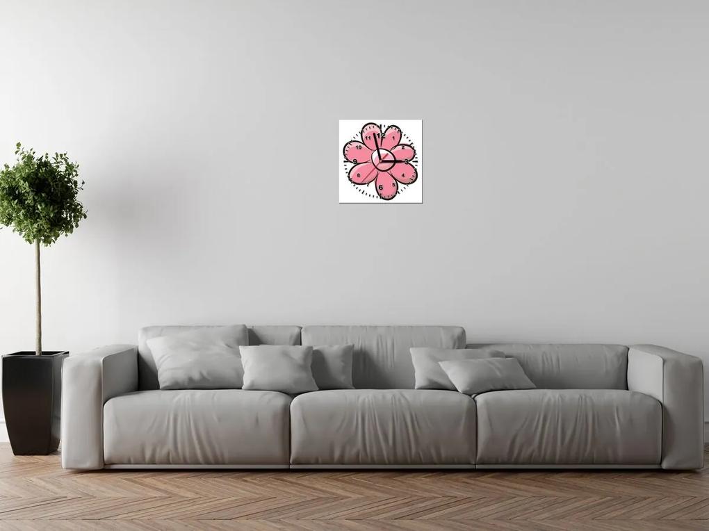 Gario Obraz s hodinami Růžový kvítek Rozměry: 30 x 30 cm