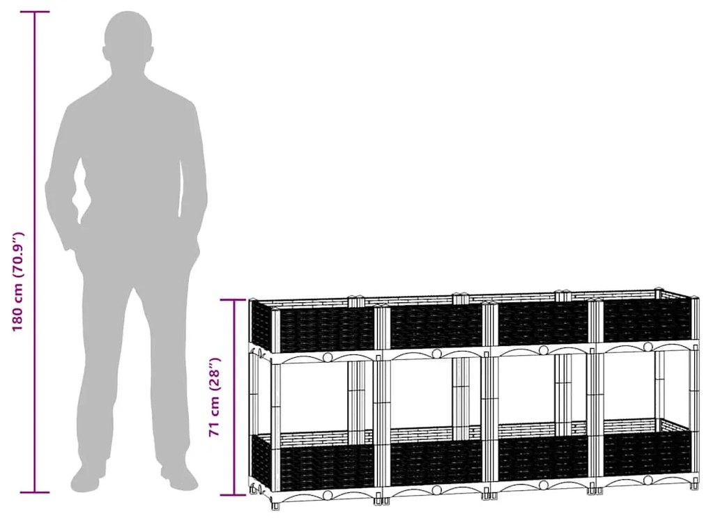 vidaXL Marketos Vyvýšený záhon 160 x 40 x 71 cm polypropylen